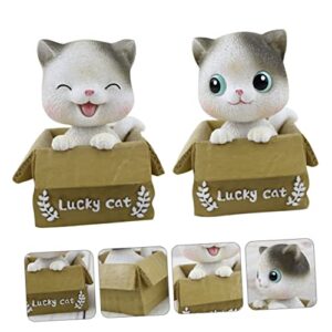 HEASOME 2pcs Cat Bobble Head Ornament Car Decoration Christmas Party Stocking Stuffer Auto Decorations Resin Cat Toy White Child Shake Your Head