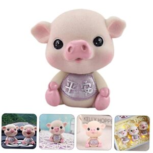 Veemoon 1pc Car Decoration Automotivearts & Crafts Pig Sculpture Car Dashboard Doll Bobble Head Cake Resin