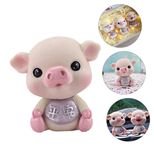 Veemoon 1pc Car Decoration Automotivearts & Crafts Pig Sculpture Car Dashboard Doll Bobble Head Cake Resin