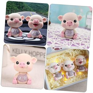 Veemoon 1pc Car Decoration Automotivearts & Crafts Pig Sculpture Car Dashboard Doll Bobble Head Cake Resin