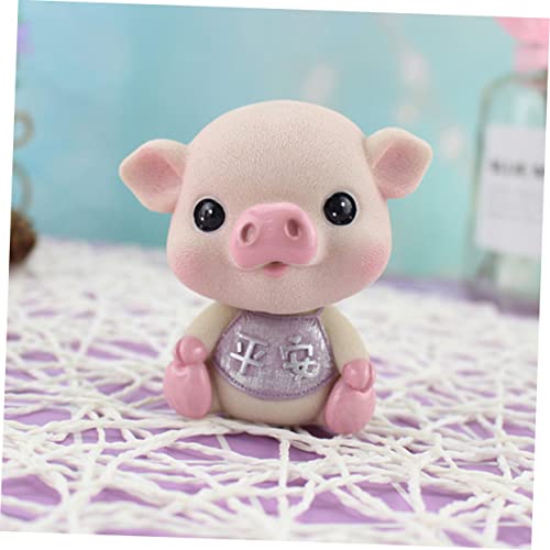 Veemoon 1pc Car Decoration Automotivearts & Crafts Pig Sculpture Car Dashboard Doll Bobble Head Cake Resin