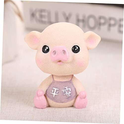 Veemoon 1pc Car Decoration Automotivearts & Crafts Pig Sculpture Car Dashboard Doll Bobble Head Cake Resin