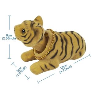 Shaking Head Lucky Tiger Bobble Head Figurine Nodding Tiger Ornaments for Car Vehicle Dashboard Decoration, Yellow Tiger