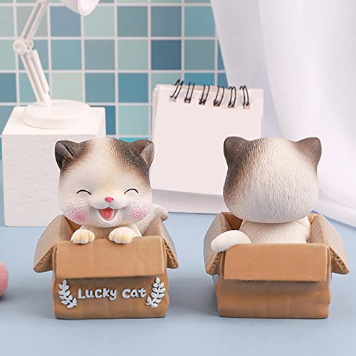 ADJ Bobbleheads for Car Dashboard, Lucky Cat Dashboard Car Ornaments Bobble Head Cat Pet Toy, Shaking Head Cat Decor for Car Interior, Automotive Dashboard Home Desktop Decoration