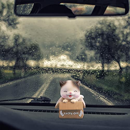 ADJ Bobbleheads for Car Dashboard, Lucky Cat Dashboard Car Ornaments Bobble Head Cat Pet Toy, Shaking Head Cat Decor for Car Interior, Automotive Dashboard Home Desktop Decoration