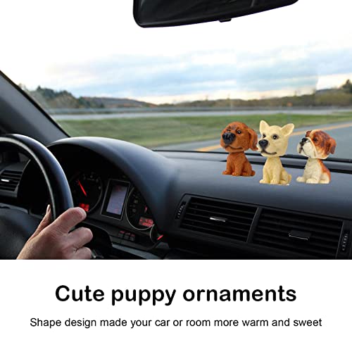 pulunto Resin Bobbing Head Dog Car Ornaments, Mini Bobblehead Puppy Figures Dashboard Crafts Gift Decor for Car Vehicle Desk Tabletop Office