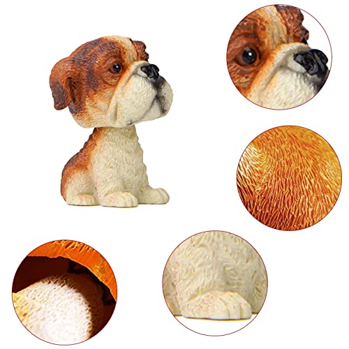 pulunto Resin Bobbing Head Dog Car Ornaments, Mini Bobblehead Puppy Figures Dashboard Crafts Gift Decor for Car Vehicle Desk Tabletop Office