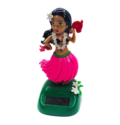 Ztexkee Solar Powered Shaking Head Hula Girl Car Dashboard Decoration Plastic Bobbleheads Solar Dancing Toy Cute Bobble Head Figures for Home Office Desktop Ornaments Car Decor