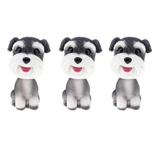 TOOYFUL 3 Bobble Head Dog Schnauzer Bobbleheads for Car Dashboard Decoration