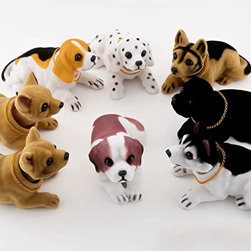 Mersuii Car Shaking Dog Adornments Resin Puppy Statue Cute Simulation Dog Shaking Head Toy Car Dash Home Decoration