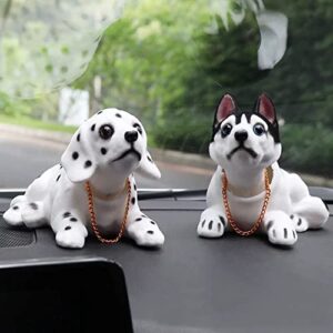 Mersuii Car Shaking Dog Adornments Resin Puppy Statue Cute Simulation Dog Shaking Head Toy Car Dash Home Decoration