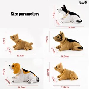 Mersuii Car Shaking Dog Adornments Resin Puppy Statue Cute Simulation Dog Shaking Head Toy Car Dash Home Decoration