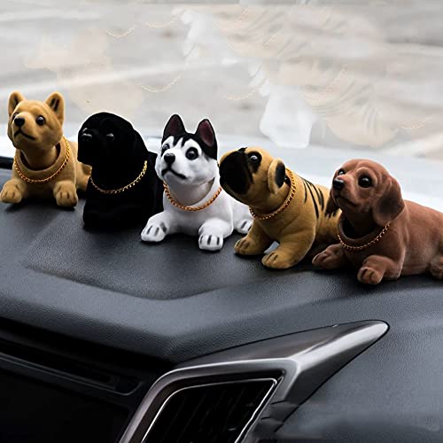 Mersuii Car Shaking Dog Adornments Resin Puppy Statue Cute Simulation Dog Shaking Head Toy Car Dash Home Decoration