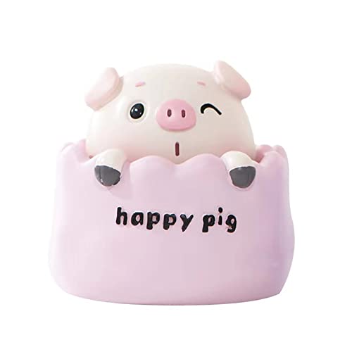 ikasus Lucky Piggy Car Dashboard Decoration, Cute Pig Car Dashboard Ornaments Bobble Head Decoration, Animal Resin Bobblehead Cartoon Pig Shaking Head Doll Toys for Car Vehicle Automobile Decor