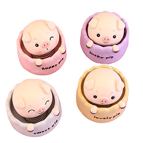 ikasus Lucky Piggy Car Dashboard Decoration, Cute Pig Car Dashboard Ornaments Bobble Head Decoration, Animal Resin Bobblehead Cartoon Pig Shaking Head Doll Toys for Car Vehicle Automobile Decor