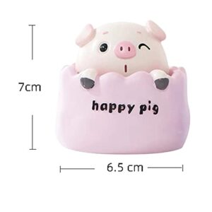 ikasus Lucky Piggy Car Dashboard Decoration, Cute Pig Car Dashboard Ornaments Bobble Head Decoration, Animal Resin Bobblehead Cartoon Pig Shaking Head Doll Toys for Car Vehicle Automobile Decor