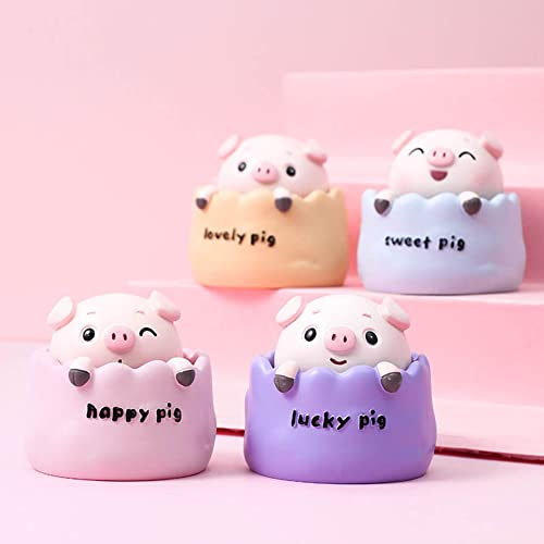 ikasus Lucky Piggy Car Dashboard Decoration, Cute Pig Car Dashboard Ornaments Bobble Head Decoration, Animal Resin Bobblehead Cartoon Pig Shaking Head Doll Toys for Car Vehicle Automobile Decor