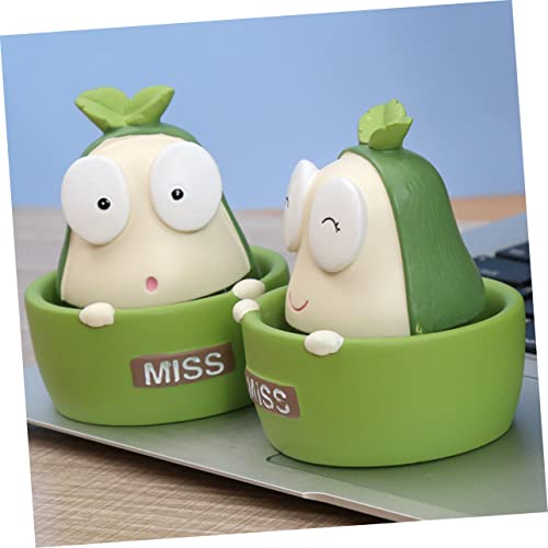 Homoyoyo 2pcs Car Bobble Head Ornament Desktop Decor Desktop Toys Desktop Avocado Ornament Resin Green Dashboard Avocado