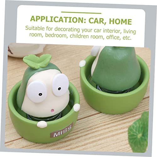 Homoyoyo 2pcs Car Bobble Head Ornament Desktop Decor Desktop Toys Desktop Avocado Ornament Resin Green Dashboard Avocado