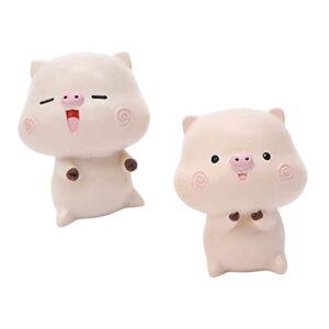 tofficu piggy ornament cake decorating car bobblehead dashboard wedding table decor shaking head doll mini animal figurines car interior ornament car adornment pig figurine decor gift 2pcs