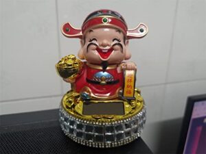 jiaqy solar bobbleheads car ornament chinese cai shen funny cute dashboard bobble head decors god of wealth