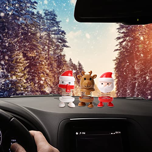 PHEZEN Car Bobble Head Doll Ornament Car Dashboard Bobblehead Decorations Christmas Elk Santa Claus Snowman Figurine Toy Shaking Head Dolls Figurine Creative Party Decorative Desktop Ornaments