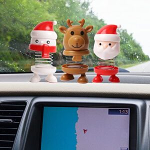 PHEZEN Car Bobble Head Doll Ornament Car Dashboard Bobblehead Decorations Christmas Elk Santa Claus Snowman Figurine Toy Shaking Head Dolls Figurine Creative Party Decorative Desktop Ornaments