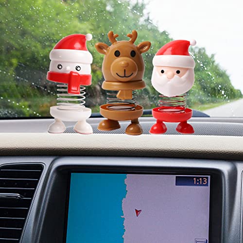 PHEZEN Car Bobble Head Doll Ornament Car Dashboard Bobblehead Decorations Christmas Elk Santa Claus Snowman Figurine Toy Shaking Head Dolls Figurine Creative Party Decorative Desktop Ornaments