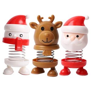 PHEZEN Car Bobble Head Doll Ornament Car Dashboard Bobblehead Decorations Christmas Elk Santa Claus Snowman Figurine Toy Shaking Head Dolls Figurine Creative Party Decorative Desktop Ornaments