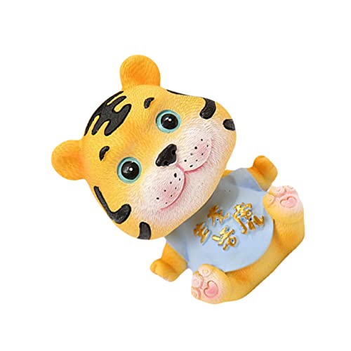 Abaodam 1pc Tiger Bobble Head Doll Miniature Toys Stocking Stuffer Gifts Miniature Gifts Zodiac Statue Tiger Ornament Statue Ornament New Year Gift Tiger Shaking Head Toy Desk Decor Resin