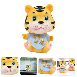 Abaodam 1pc Tiger Bobble Head Doll Miniature Toys Stocking Stuffer Gifts Miniature Gifts Zodiac Statue Tiger Ornament Statue Ornament New Year Gift Tiger Shaking Head Toy Desk Decor Resin