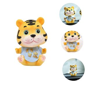 Abaodam 1pc Tiger Bobble Head Doll Miniature Toys Stocking Stuffer Gifts Miniature Gifts Zodiac Statue Tiger Ornament Statue Ornament New Year Gift Tiger Shaking Head Toy Desk Decor Resin