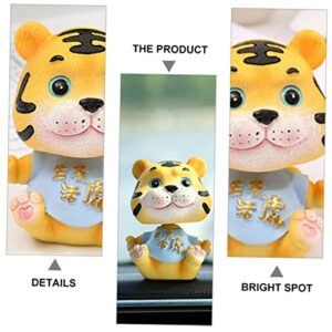 Abaodam 1pc Tiger Bobble Head Doll Miniature Toys Stocking Stuffer Gifts Miniature Gifts Zodiac Statue Tiger Ornament Statue Ornament New Year Gift Tiger Shaking Head Toy Desk Decor Resin