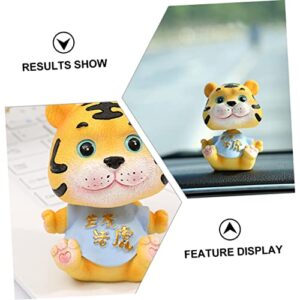 Abaodam 1pc Tiger Bobble Head Doll Miniature Toys Stocking Stuffer Gifts Miniature Gifts Zodiac Statue Tiger Ornament Statue Ornament New Year Gift Tiger Shaking Head Toy Desk Decor Resin