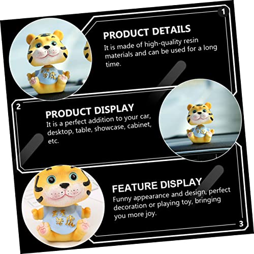 Abaodam 1pc Tiger Bobble Head Doll Miniature Toys Stocking Stuffer Gifts Miniature Gifts Zodiac Statue Tiger Ornament Statue Ornament New Year Gift Tiger Shaking Head Toy Desk Decor Resin