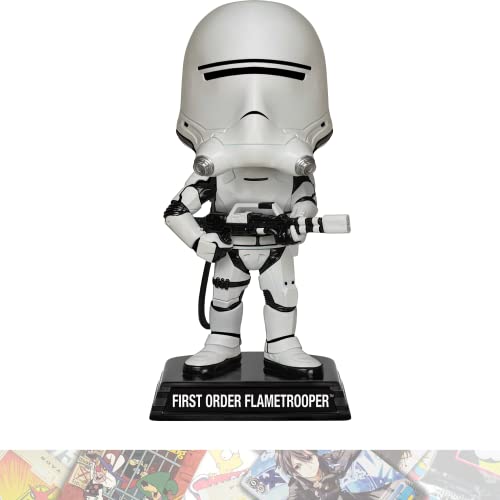 First Order Flametrooper: Wobblers Bobble Head Figure Bundle with 1 Official S.W. Theme Compatible Trading Card (06243)