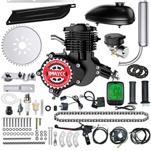 imaycc 80cc bicycle engine kit, 2-stroke motorized bicycle kit fit for 26-28" bikes, bike motor kit with wired digital computer (black)