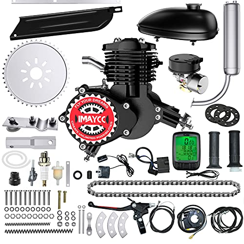 IMAYCC 80cc Bicycle Engine Kit, 2-Stroke Motorized Bicycle Kit Fit for 26-28" Bikes, Bike Motor Kit with Wired Digital Computer (Black)