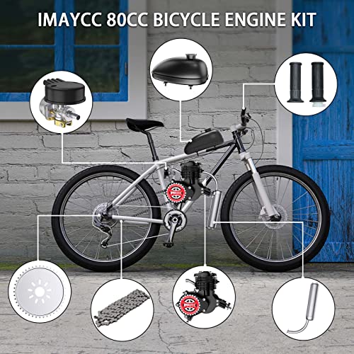 IMAYCC 80cc Bicycle Engine Kit, 2-Stroke Motorized Bicycle Kit Fit for 26-28" Bikes, Bike Motor Kit with Wired Digital Computer (Black)