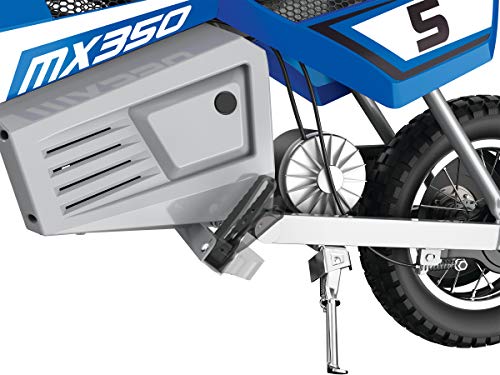 Razor MX350 Dirt Rocket Electric Motocross Off-road Bike for Age 13+, Up to 30 Minutes Continuous Ride Time, 12" Air-filled Tires, Hand-operated Rear Brake, Twist Grip Throttle, Chain-driven Motor