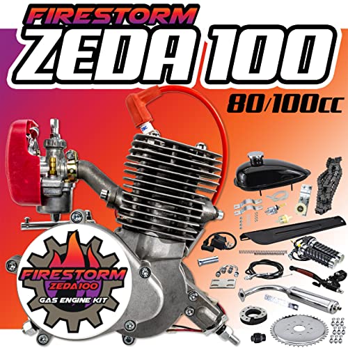 Zeda New 100 Complete 50mm Bore 2 Stroke Bicycle Engine Kit - 80cc/100cc - Firestorm Edition 36 Tooth