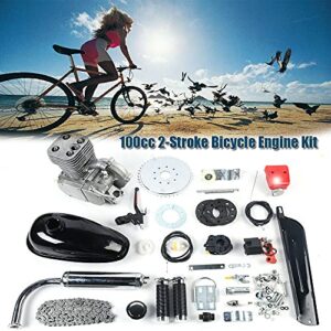 OUKANING 100cc 2-Stroke 44 Tooth Motorized Bicycle Kit Petrol Gas Motor 90# Air Cooling CDI Engine Set Suitable for Most 26" /28" Bikes