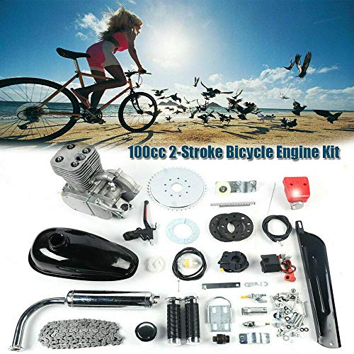 TFCFL 100CC 2-Stroke 36 Tooth Bicycle Engine Kit, Gas Motorized Bike Motor Set, Bike Modified Full Set Petrol Gas Motor Engine Kit for Most 26" /28" Bikes 48km/h (36 Tooth)