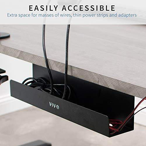 VIVO Under Desk 17 inch Cable Management Tray, Power Strip Holder, Cord Organizer, Wire Tamer for Office and Home, Black, DESK-AC06-1C