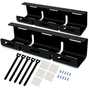 under desk cable management tray 2 pieces steel under desk wires organizer power strip management no drill under table organizer for cable storage holder for office home desk/table（premium metal）