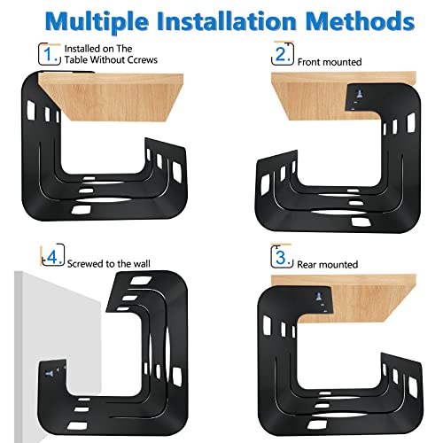 Under Desk Cable Management Tray 2 Pieces Steel Under Desk Wires Organizer Power Strip Management No Drill Under Table Organizer for Cable Storage Holder for Office Home Desk/Table（Premium Metal）