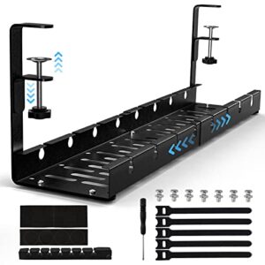 shikha cable management under desk, adjustable cable organizer with adhesive cable holder clips, reused cable ties. stable & durable.(black)