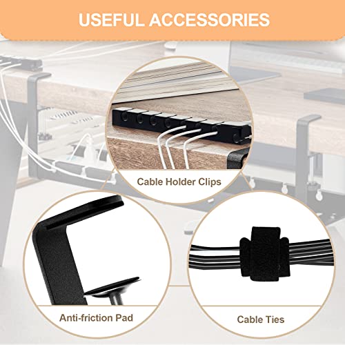 Shikha Cable Management Under Desk, Adjustable Cable Organizer with Adhesive Cable Holder Clips, Reused Cable Ties. Stable & Durable.(Black)