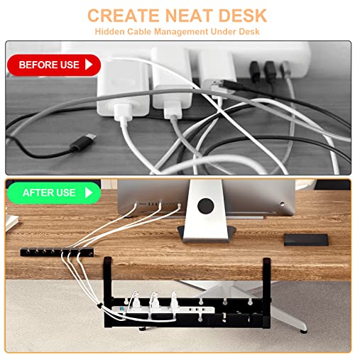 Shikha Cable Management Under Desk, Adjustable Cable Organizer with Adhesive Cable Holder Clips, Reused Cable Ties. Stable & Durable.(Black)