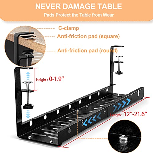 Shikha Cable Management Under Desk, Adjustable Cable Organizer with Adhesive Cable Holder Clips, Reused Cable Ties. Stable & Durable.(Black)